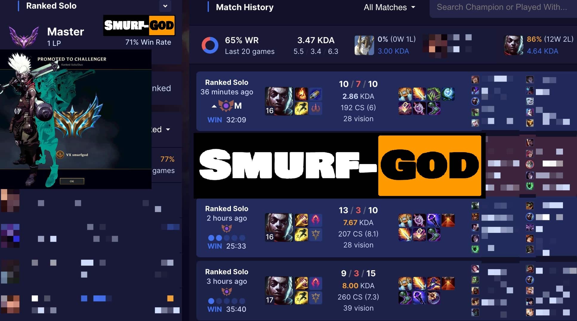 S12世界赛美服LOL代练高胜率晋级MASTER超凡大师2 - SMURFGOD英雄联盟代练陪玩 - 专业陪玩代练服务，快速提升LOL段位